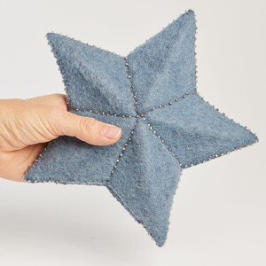 Small Blue Star Topper With Silver Beads, Hand Felted Christmas Tree ...