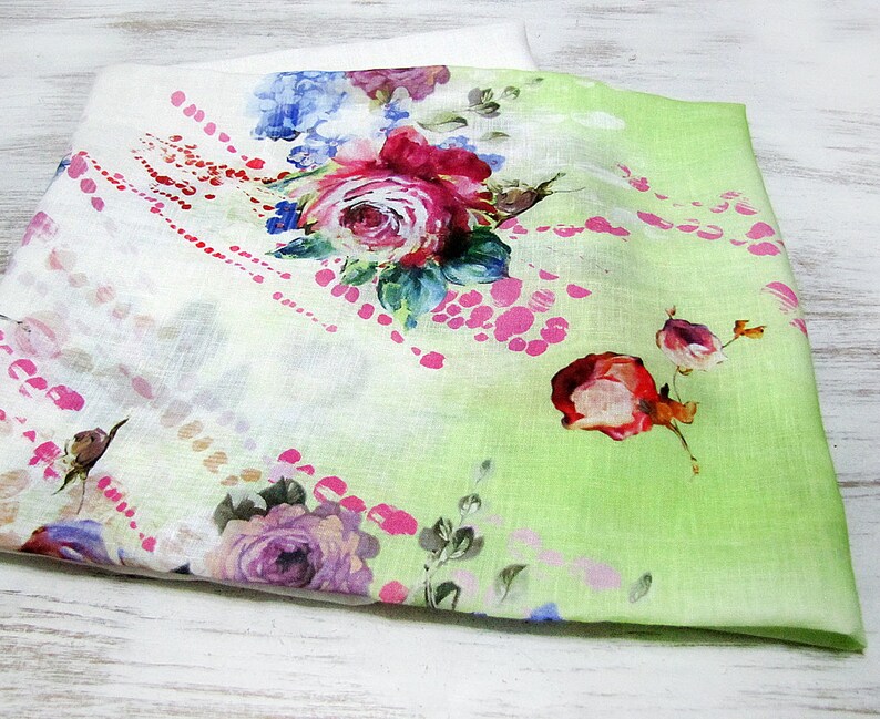 Pure Linen Infinity Scarf/flower Printed Wrap Loop Shawls - Etsy UK