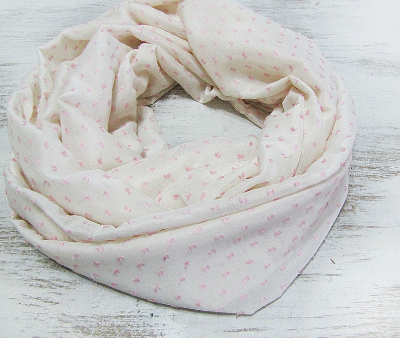 Silk Pastel Soft Light Cream With Pink Polka Dots Infinity - Etsy
