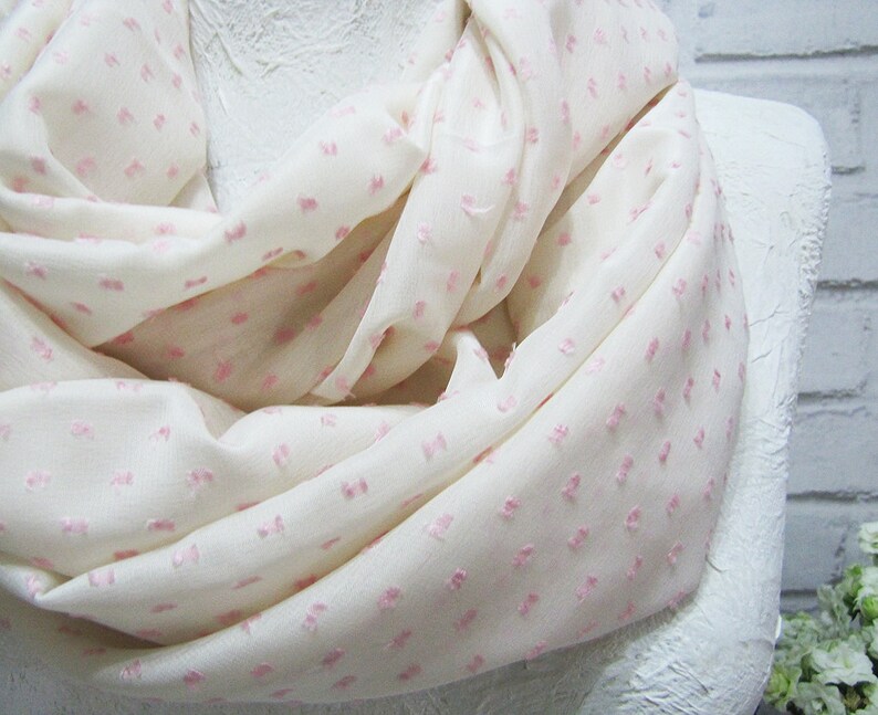 Silk Pastel Soft Light Cream With Pink Polka Dots Infinity - Etsy