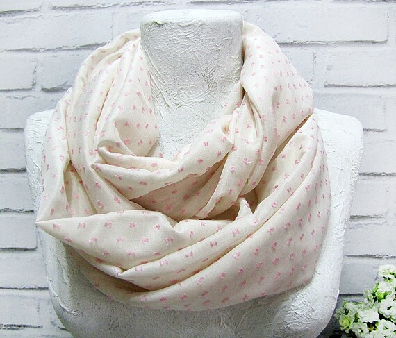 Silk Pastel Soft Light Cream With Pink Polka Dots Infinity - Etsy