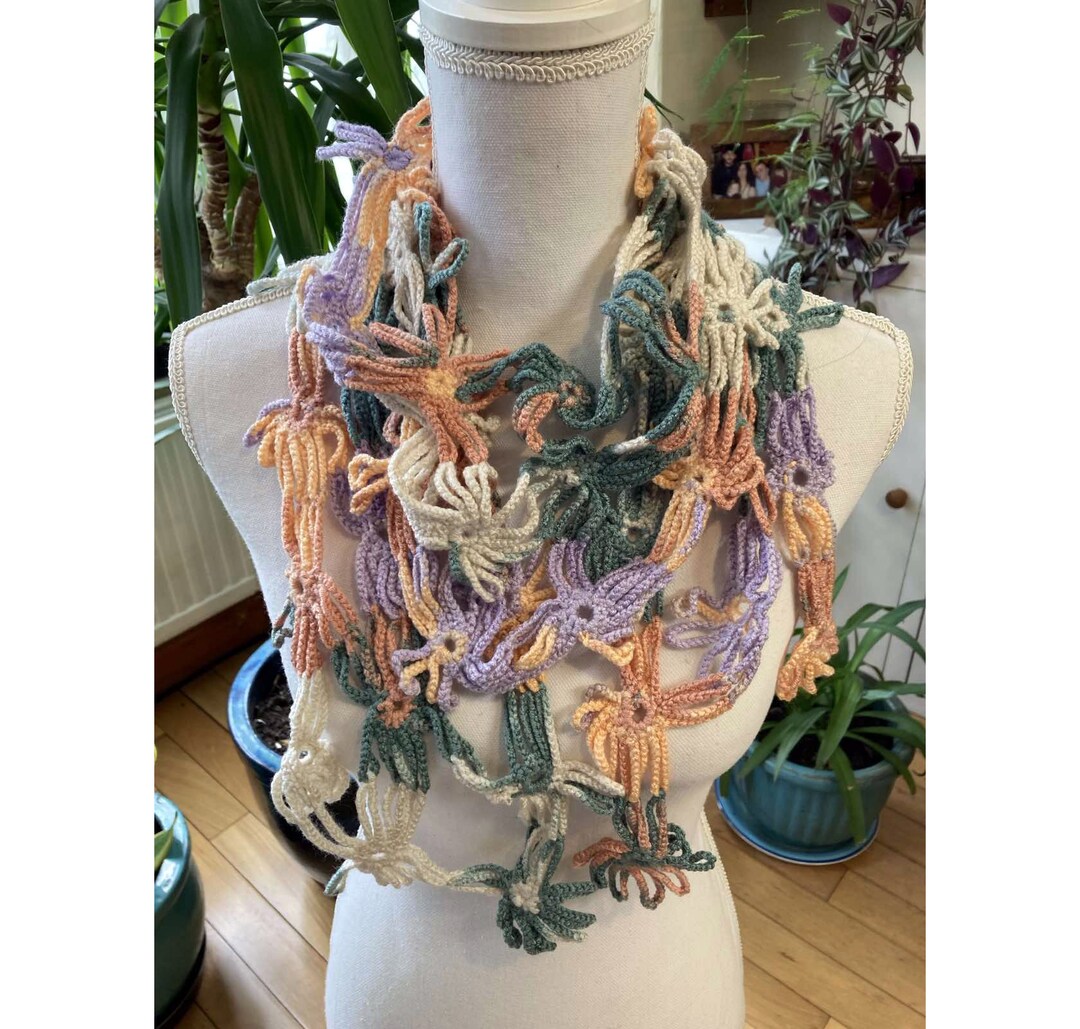 Summer Wedding Shawl - Pastel Colors Gradient Crochet Garland Scarf ...