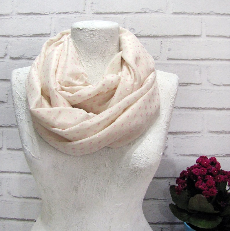 Silk Pastel Soft Light Cream With Pink Polka Dots Infinity - Etsy