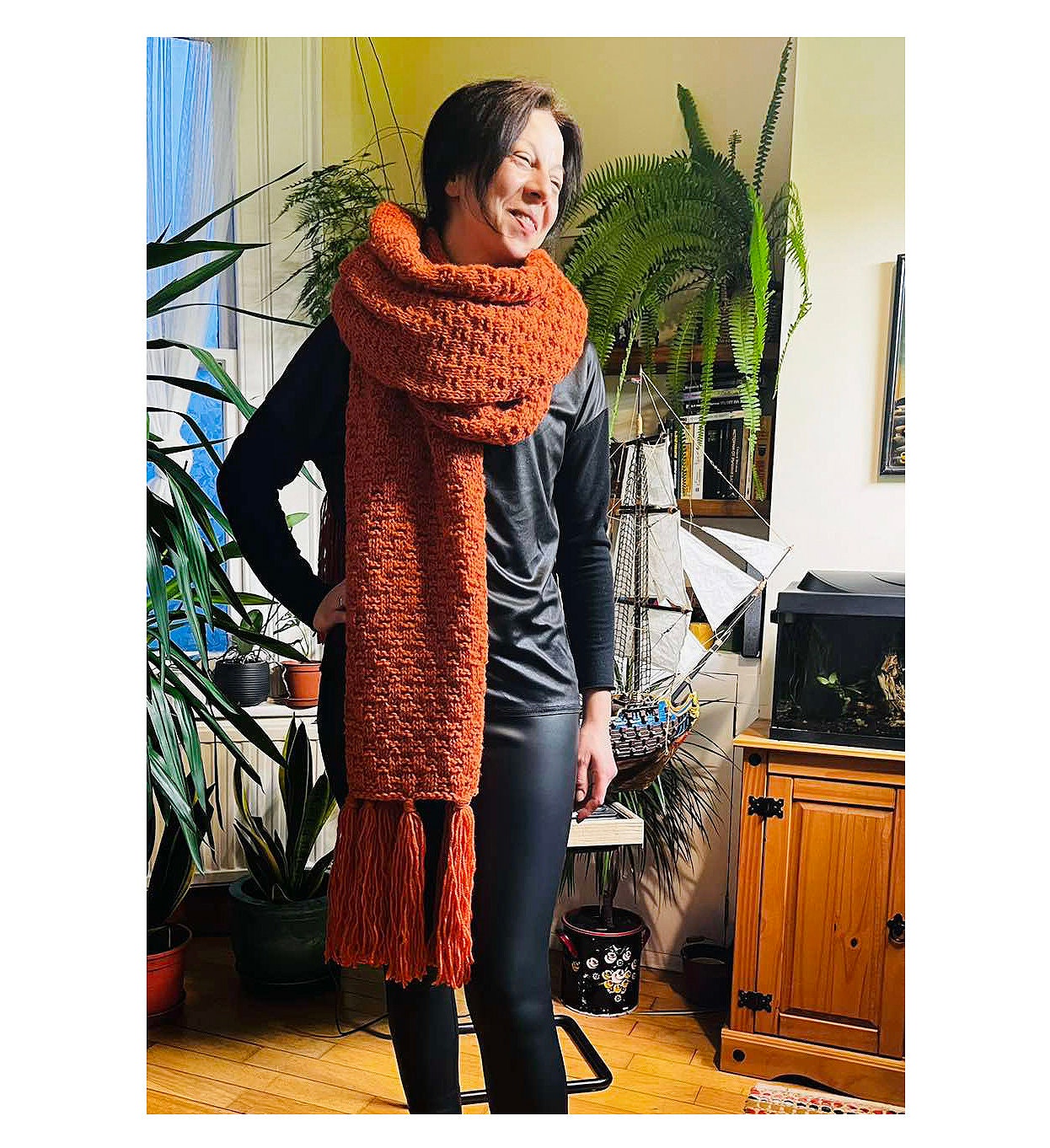 Fashionable Stylish Big Long Shawl Burnt Orange Neck Shoulders Wrap ...