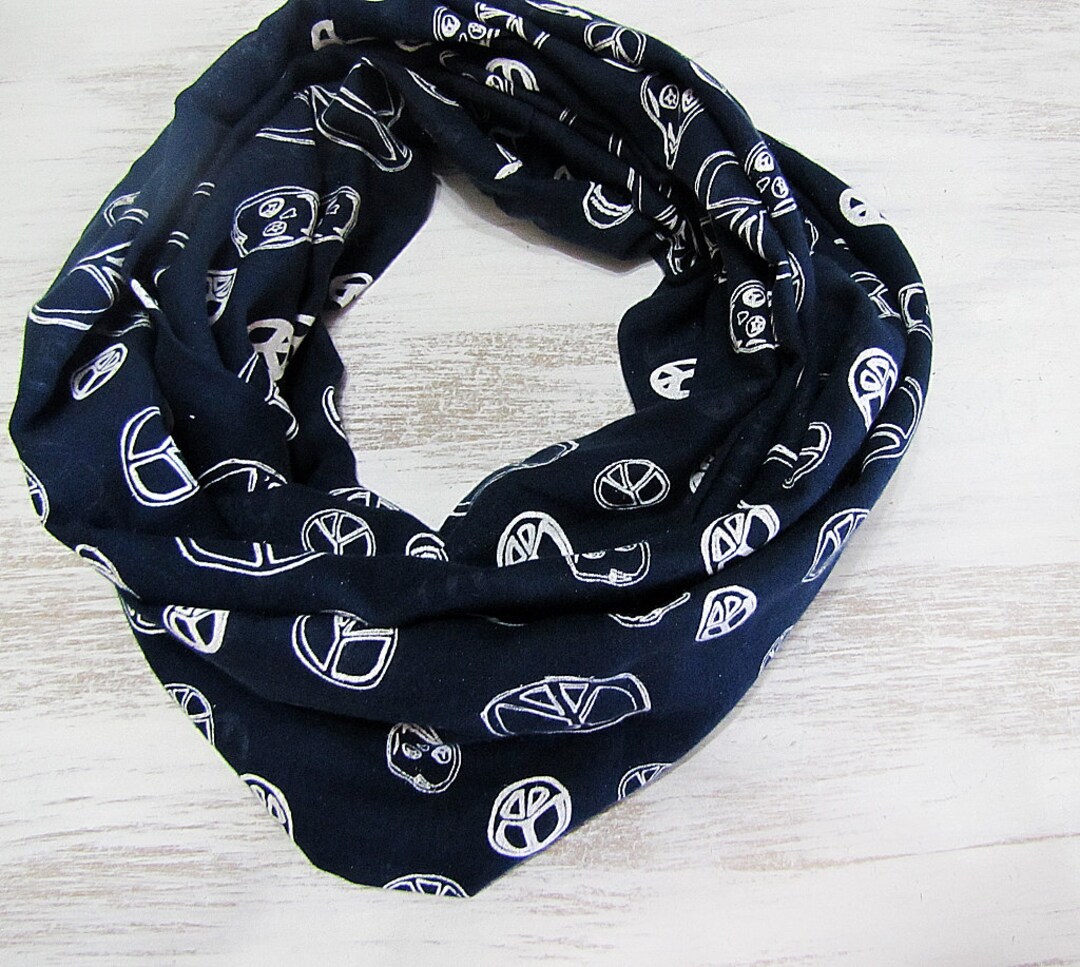 Cotton Navy Blue Infinity Scarf/modern Spring Summer - Etsy