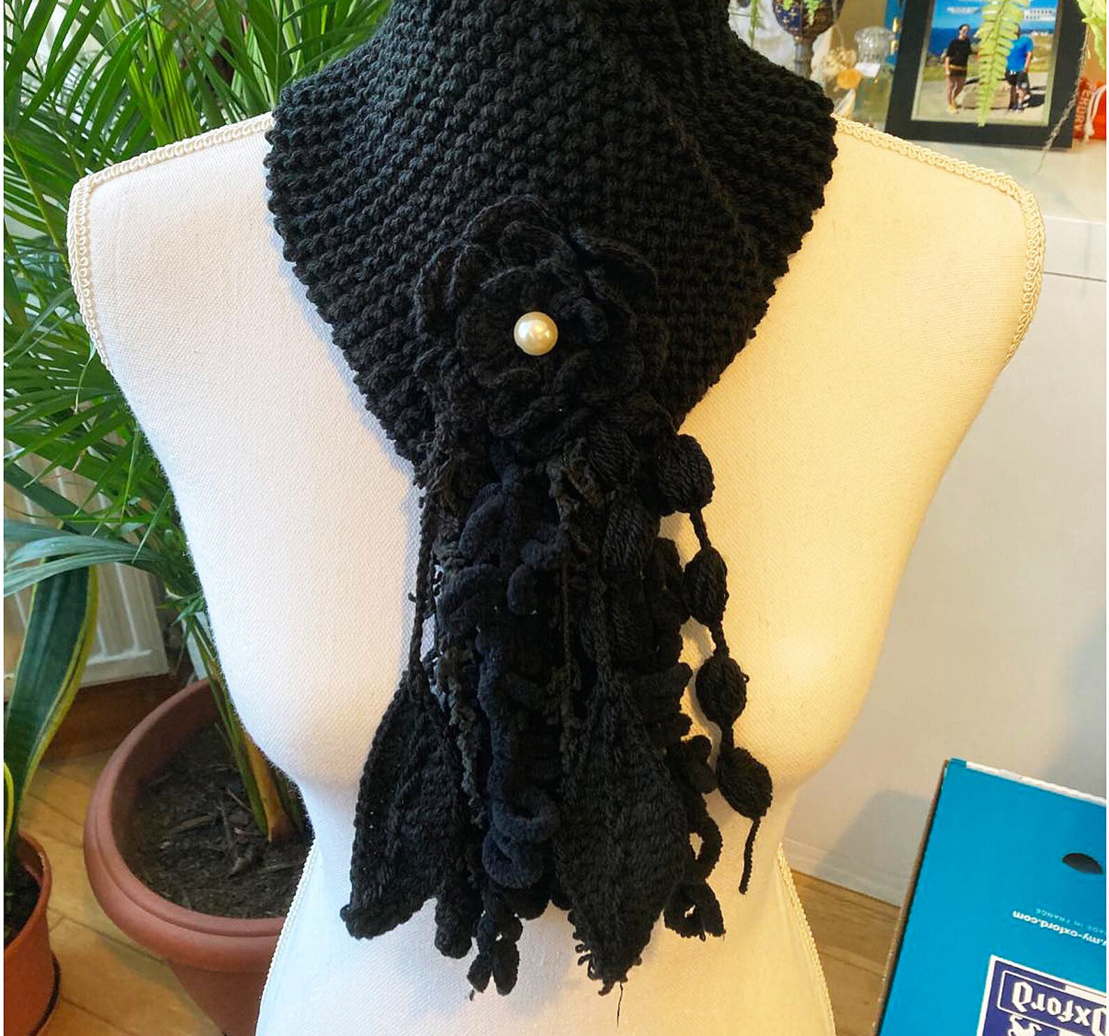 Hand Crochet Black Neck Wrap Fancy Gift for Friend Shawl - Etsy