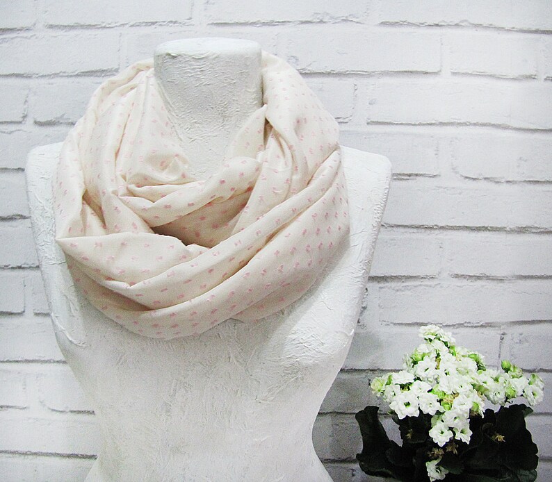 Silk Pastel Soft Light Cream With Pink Polka Dots Infinity - Etsy