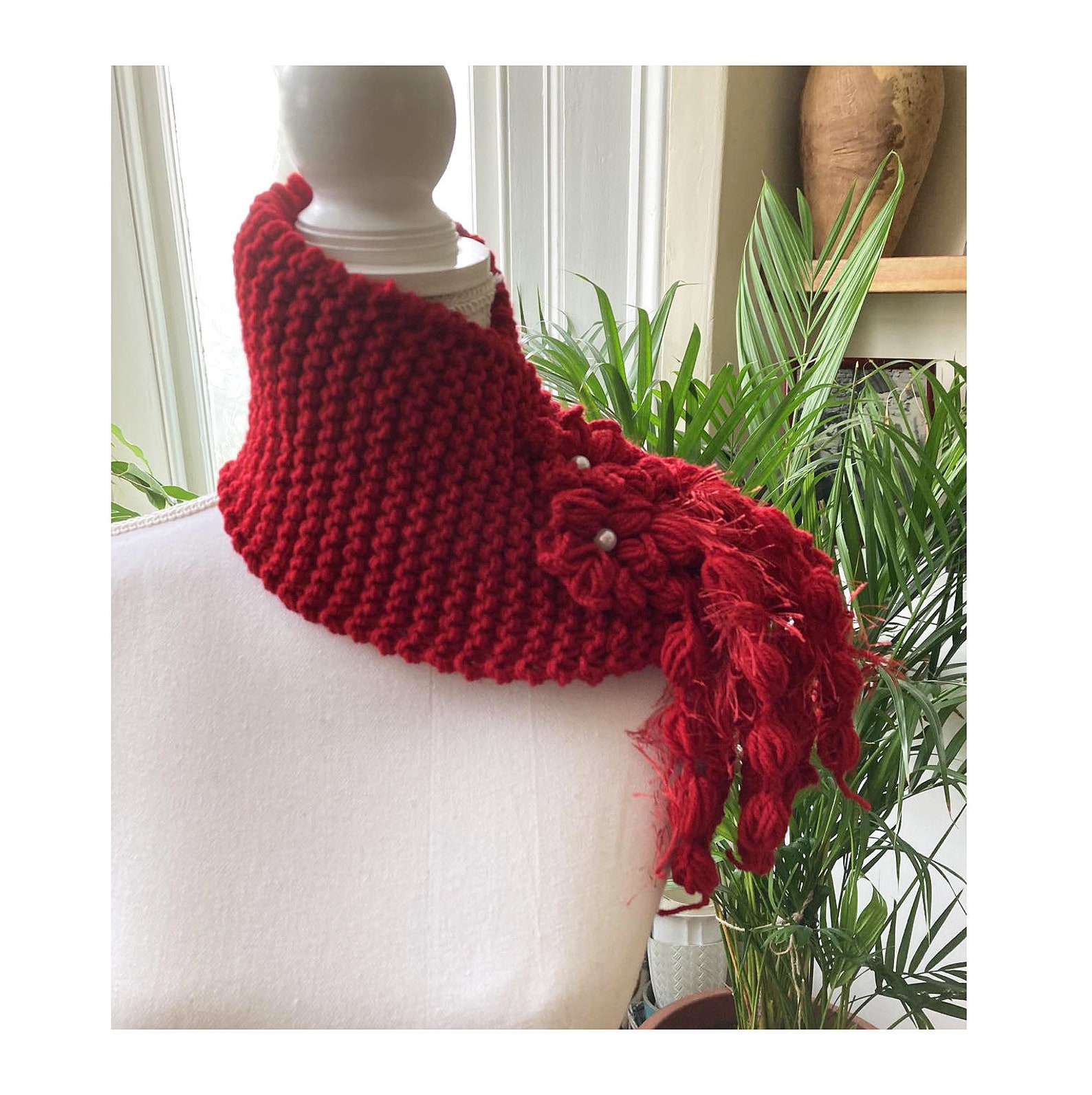 Hand Crochet Crimson Red Color Neck Wrap Fancy Gift for Friend - Etsy UK