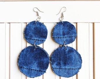Blue Jean Earrings | Etsy
