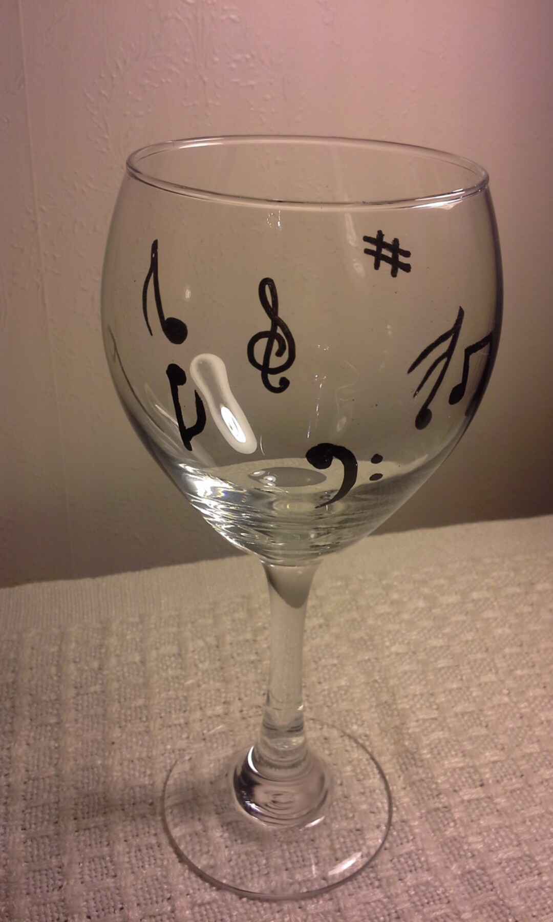 Hand Painted Music Notes Wine Glass. Great for Birthdays, Holidays ...