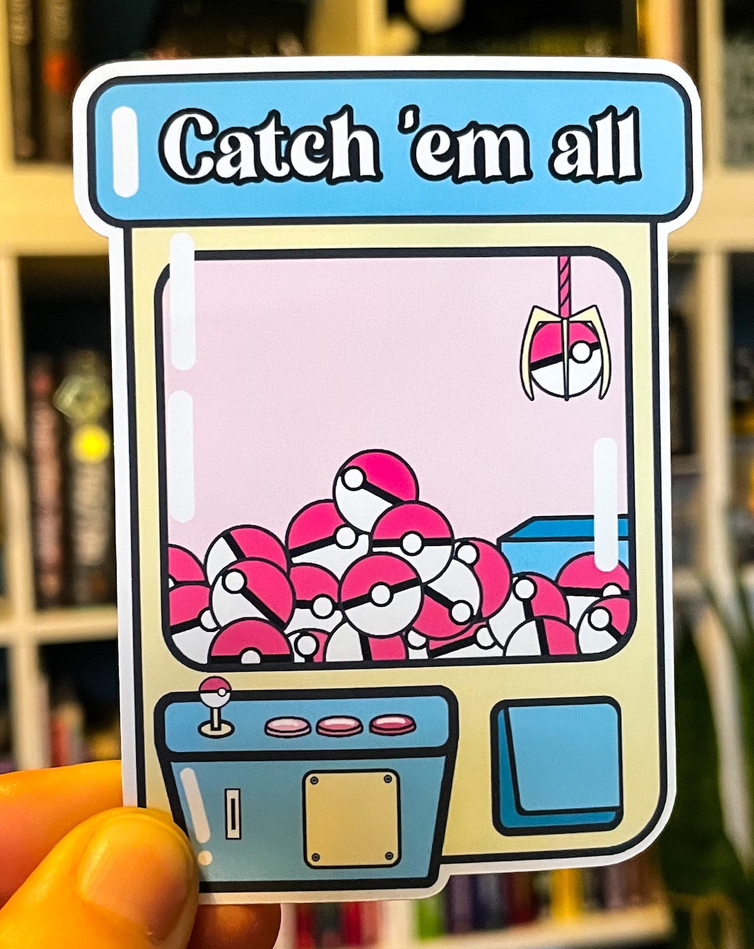 Pokémon Pokeball Claw Machine Arcade Game Water Resistant Sticker for ...