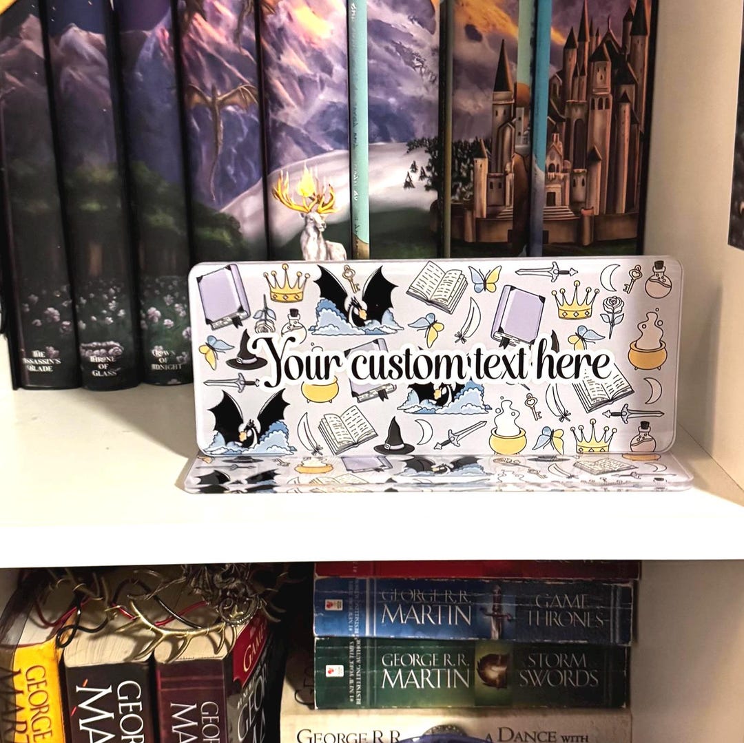 Personalized Name Desk Sign, Library Shelf Decor, Bookish Merch, Desk ...