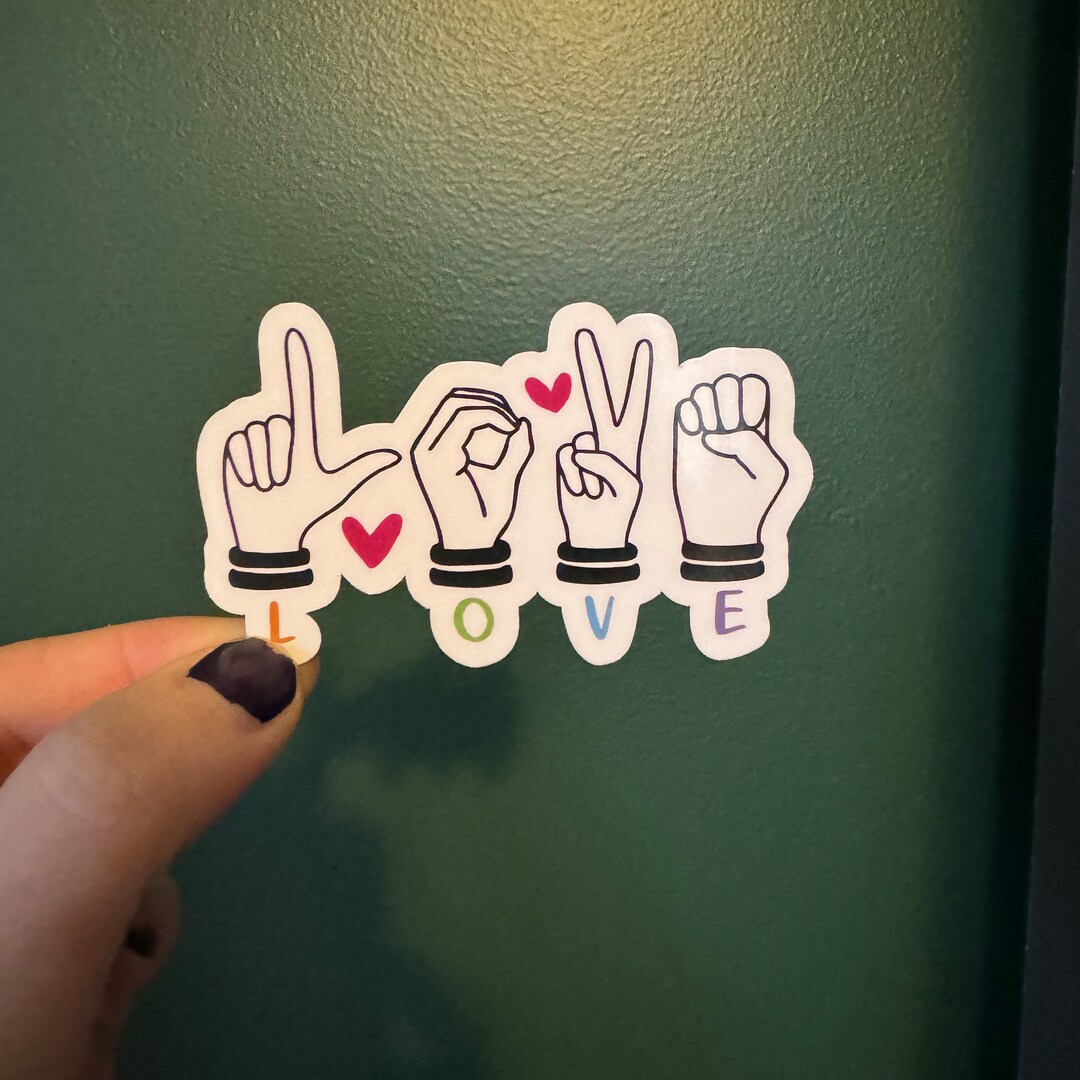 ASL Love Water Resistant Sticker for Journal Laptop Kindle Water Bottle ...