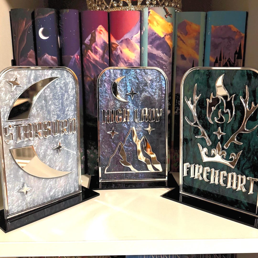 Acotar High Lady Desk Decor, Fireheart Bookshelf Plaque, Crescent City ...
