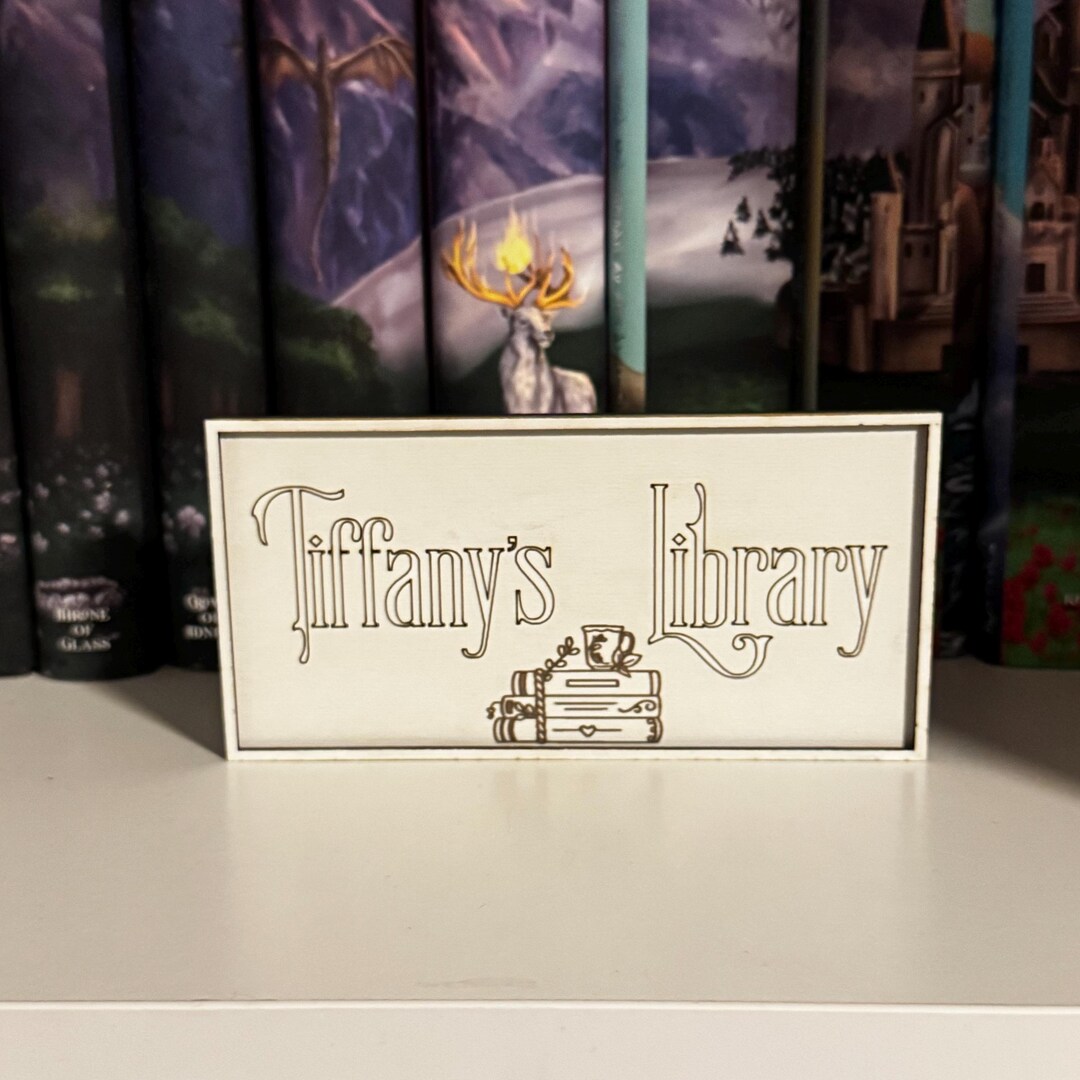 Personalized Name Library Bookshelf Sign, Library Shelf Decor, Bookish ...