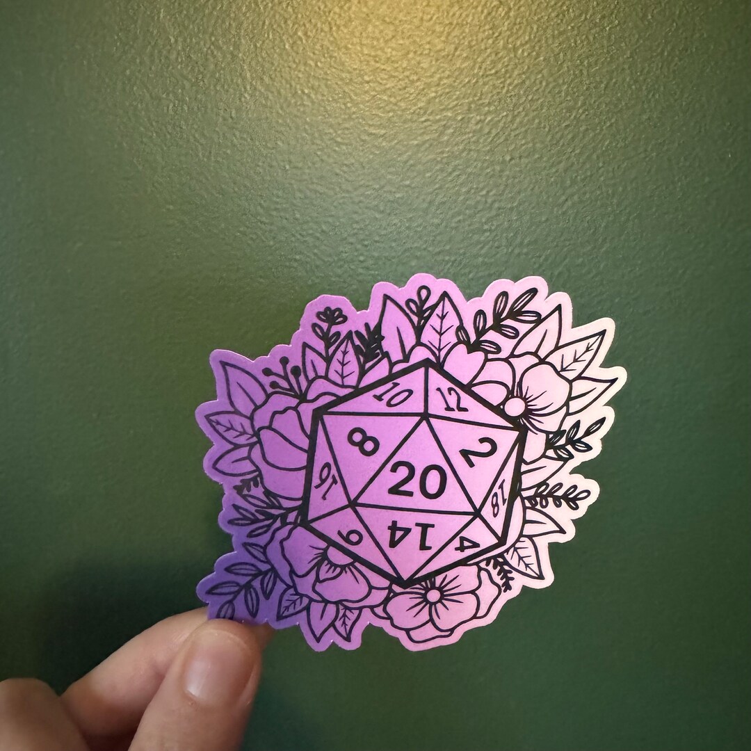 D20 Sticker | Purple Floral Dice | Natural 20 | TTRPG Decals | DND ...