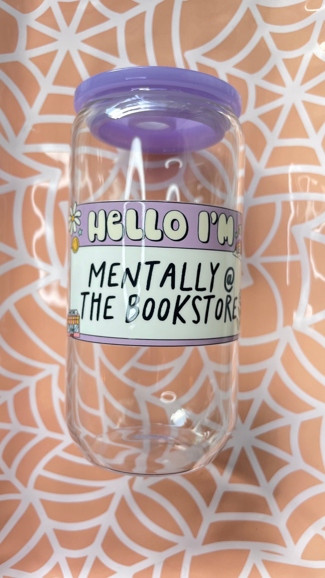 Bookaholic Book Stack Reading Floral Bookish Cup iced - Etsy