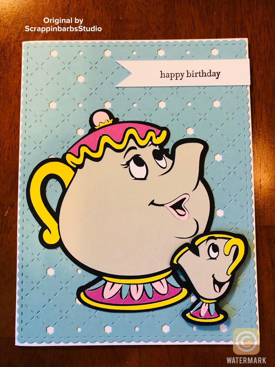 Handmade Disney Inspired Mrs Potts & Chip Birthday Card - Handmade ...
