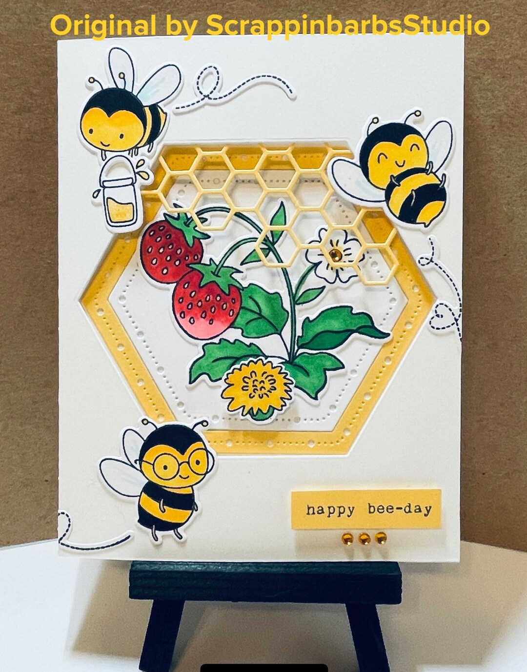 Happy Bee-day Card - Bee Birthday Card - Honeycomb Birthday Card ...