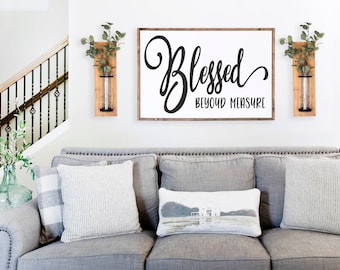 Wood Blessed Sign for Wall Decor Large Blessed Word Sign Thanksgiving ...