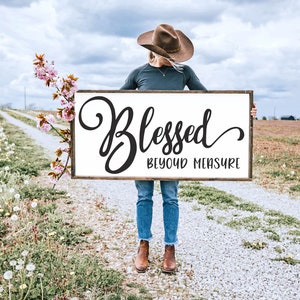 Blessed Beyond Measure Sign, Blessed Sign, Blessed Wall Decor, Blessed ...