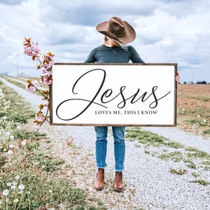Jesus Loves Me Sign, Wood Jesus Loves Me Sign, Family Sign, Jesus Wall ...