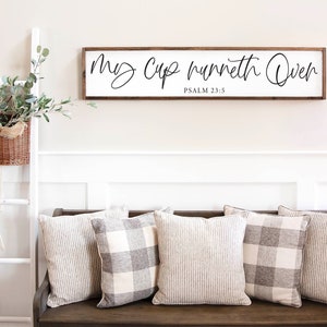 My Cup Runneth Over Sign, Wood Blessing Wall Decor, Blessing Wall Sign ...