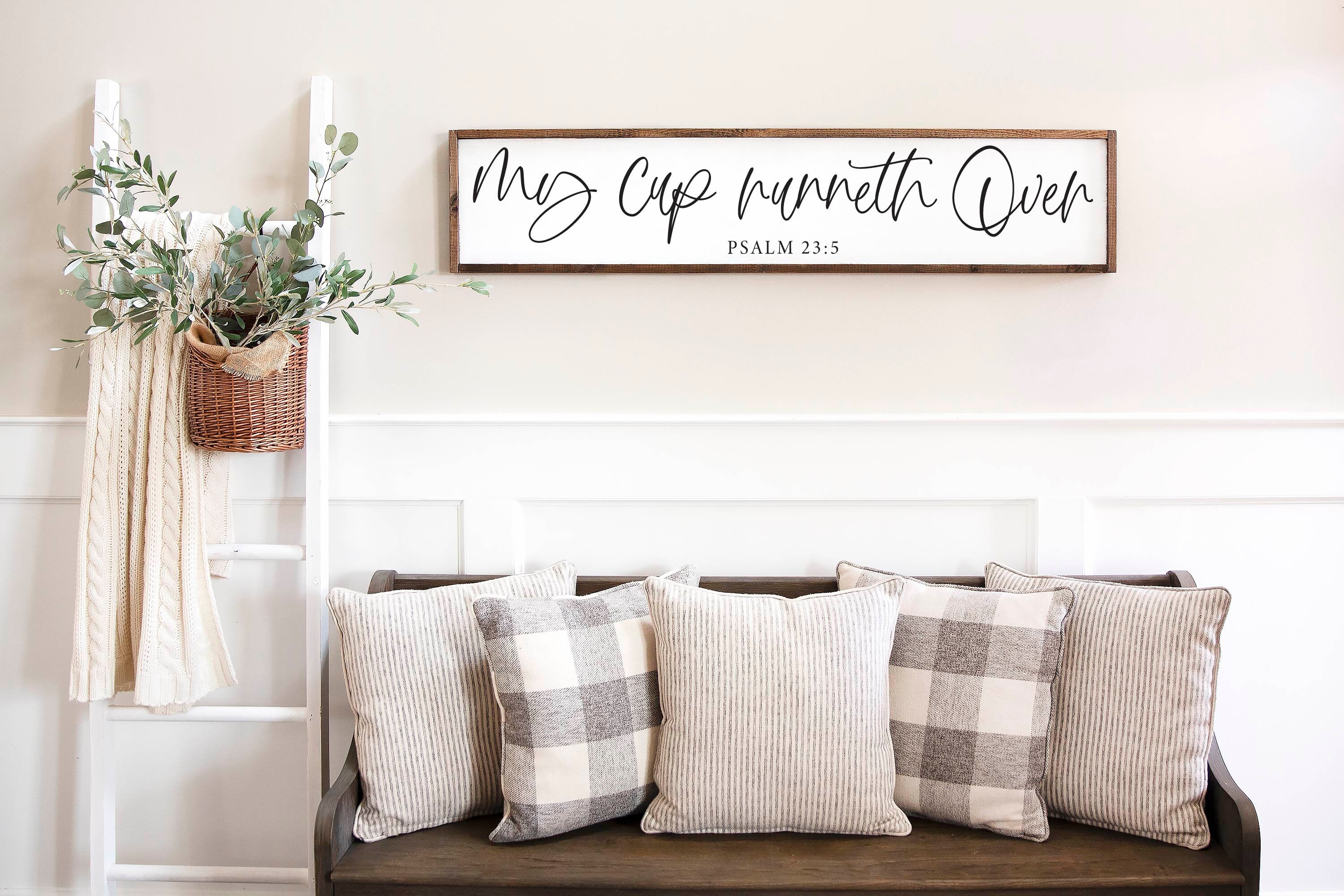 My Cup Runneth Over Sign, Wood Blessing Wall Decor, Blessing Wall Sign ...