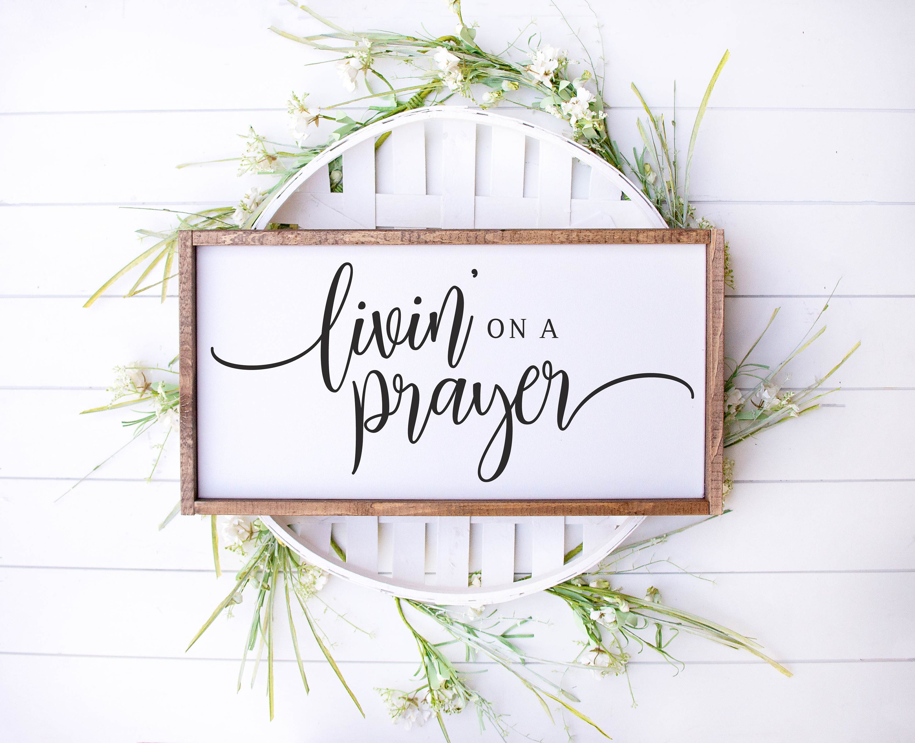 Livin on A Prayer Sign, Prayer Sign, Wood Prayer Sign, Wood Prayer ...