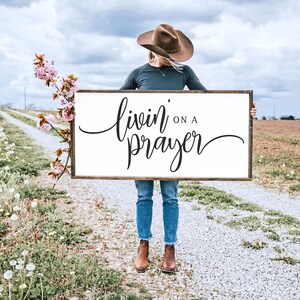 Livin on A Prayer Sign, Prayer Sign, Wood Prayer Sign, Wood Prayer ...
