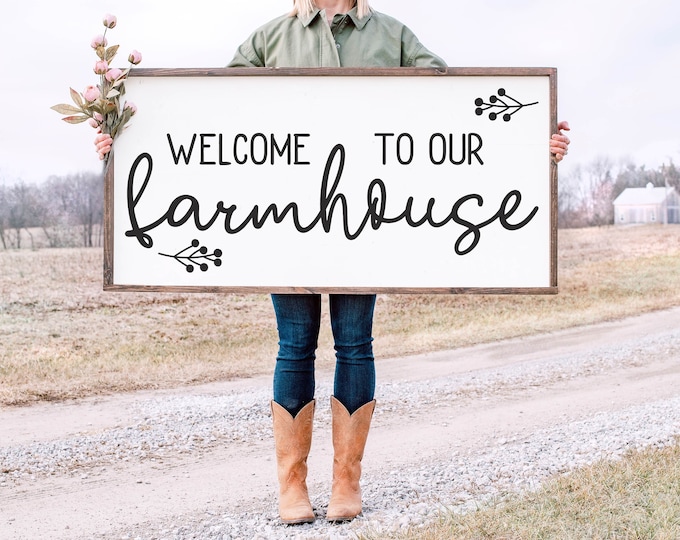 Large FARMHOUSE Sign Customized Sign Framed Farmhouse Sign Kitchen ...
