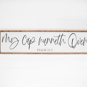 My Cup Runneth Over Sign, Wood Blessing Wall Decor, Blessing Wall Sign ...