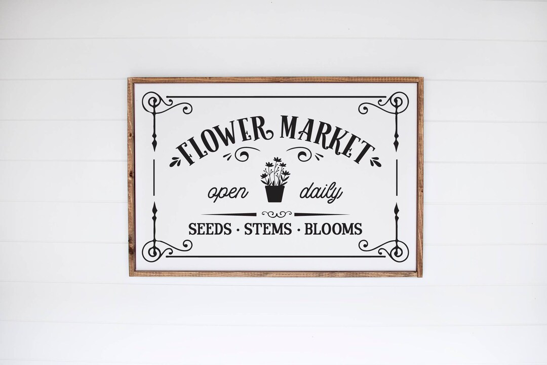 Flower Market Sign, Flower Sign, Market Sign, Wood Market Decor, Wood ...