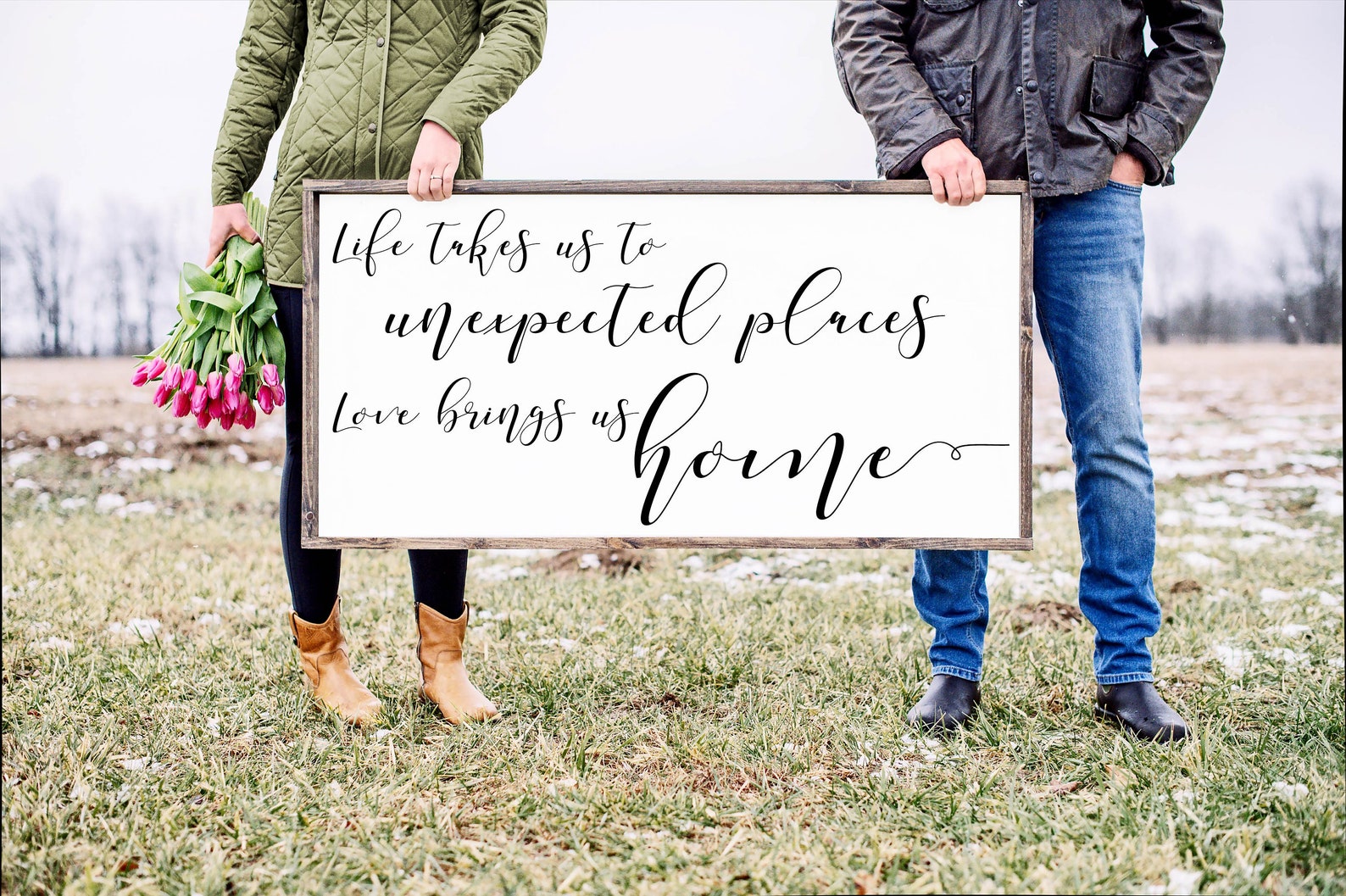 Unexpected Places Sign,love Bring Us Home Sign, Wood Home Sign, Home ...