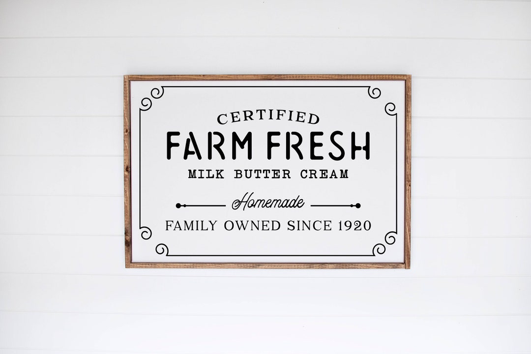 Certified Farm Fresh Milk Butter Cream Sign, Farm Fresh Sign, Farm ...