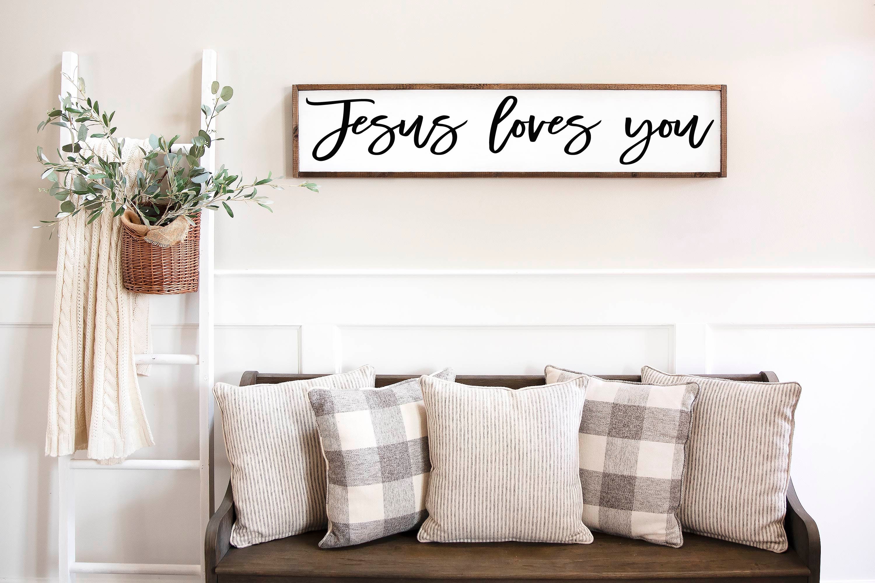 Jesus Loves You Sign Wood Jesus Wall Decor Jesus Wall Sign - Etsy