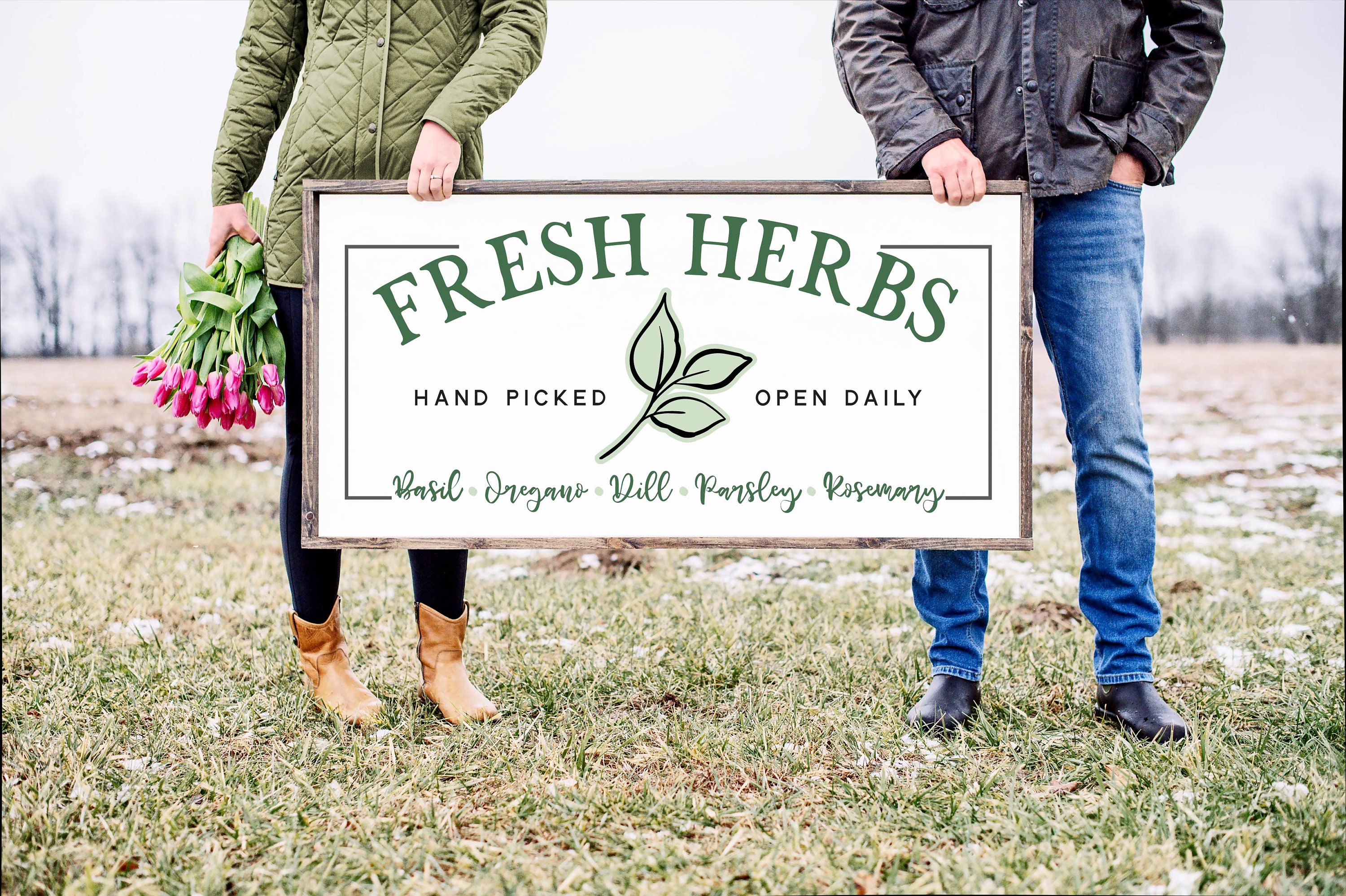 Fresh Herbs Sign, Wood Fresh Herbs Sign, Fresh Herbs Sign, Fresh Herbs ...