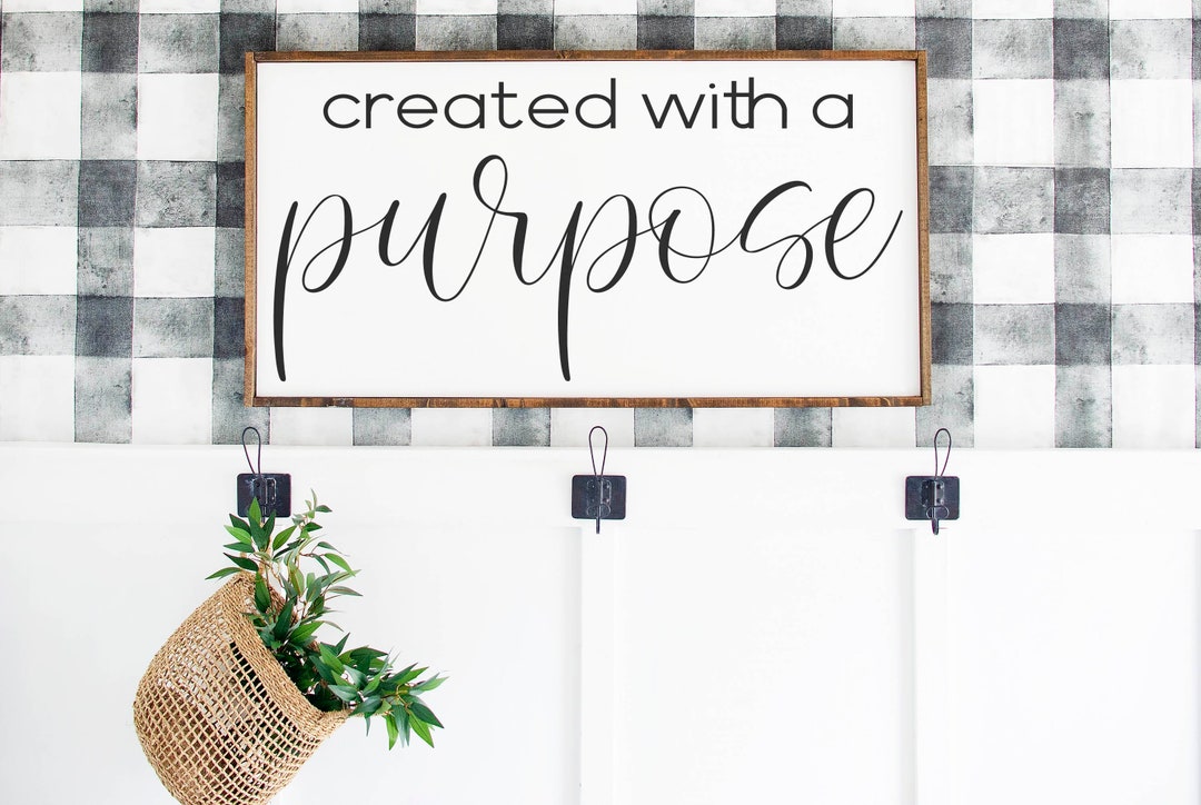 Created With A Purpose Sign, Purpose Wooden Sign, Family Wall Decor ...