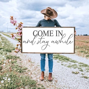 Come in and Stay Awhile Sign, Family Home Sign, Home Wall Decor ...