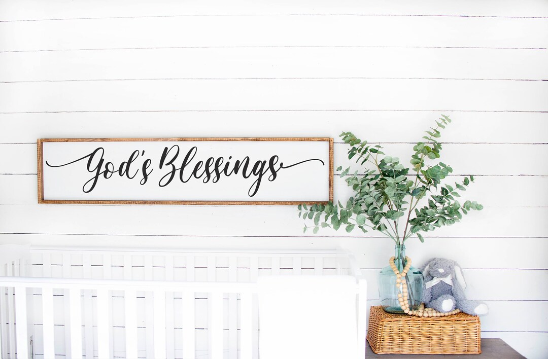 God's Blessing Sign, Wood Blessing Wall Decor, Blessing Wall Sign ...