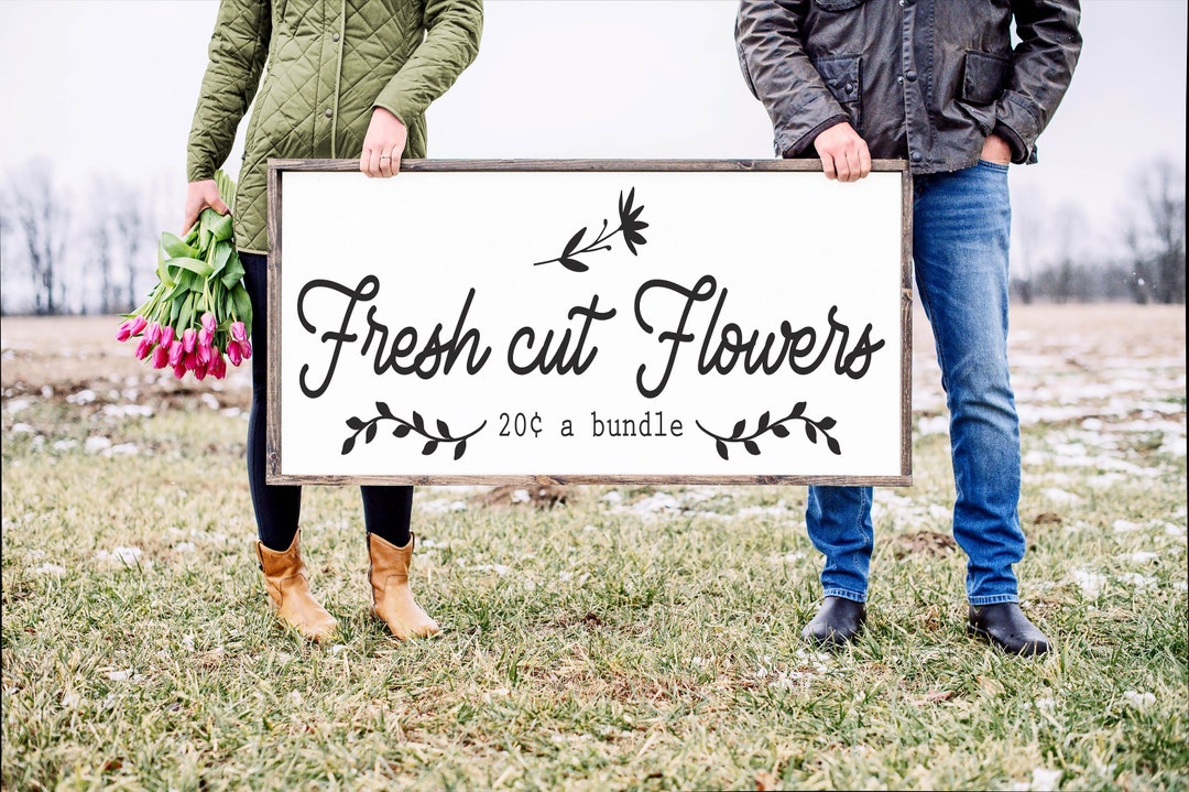 Fresh Cut Flowers Sign, Wood Flowers Sign, Flowers Sign, Flower Decor ...