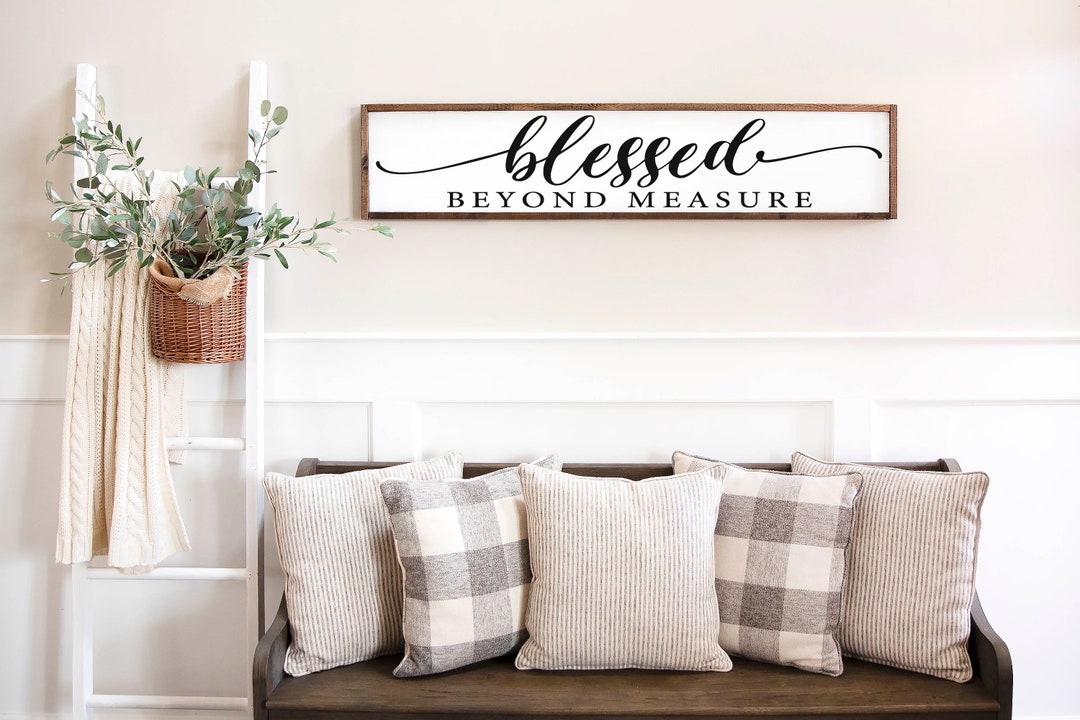 Blessed Beyond Measure Sign, Wood Blessed Wall Decor, Blessed Wall Sign ...