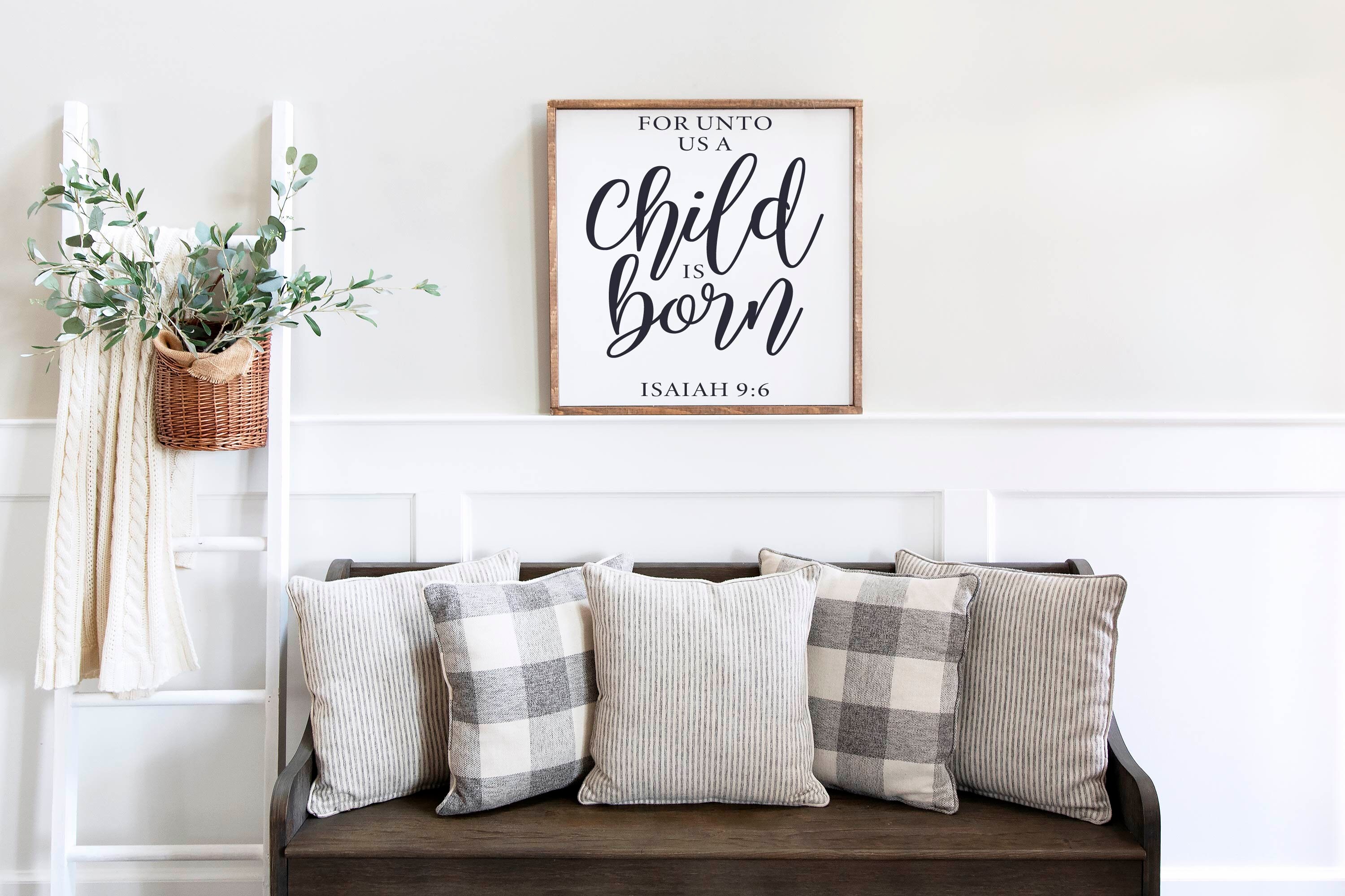 A Child is Born Sign, Wood Child Sign, Child Wall Decor, Wedding Gift ...