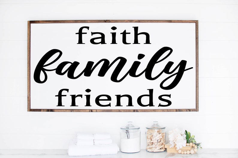 Faith Family Friends Sign, Family Sign, Family Wall Decor, Wedding Gift ...