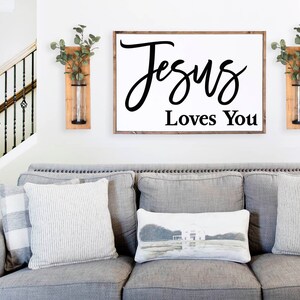 Jesus Loves You Sign, Wood Jesus Sign, Jesus Decor, Jesus Wall Sign ...
