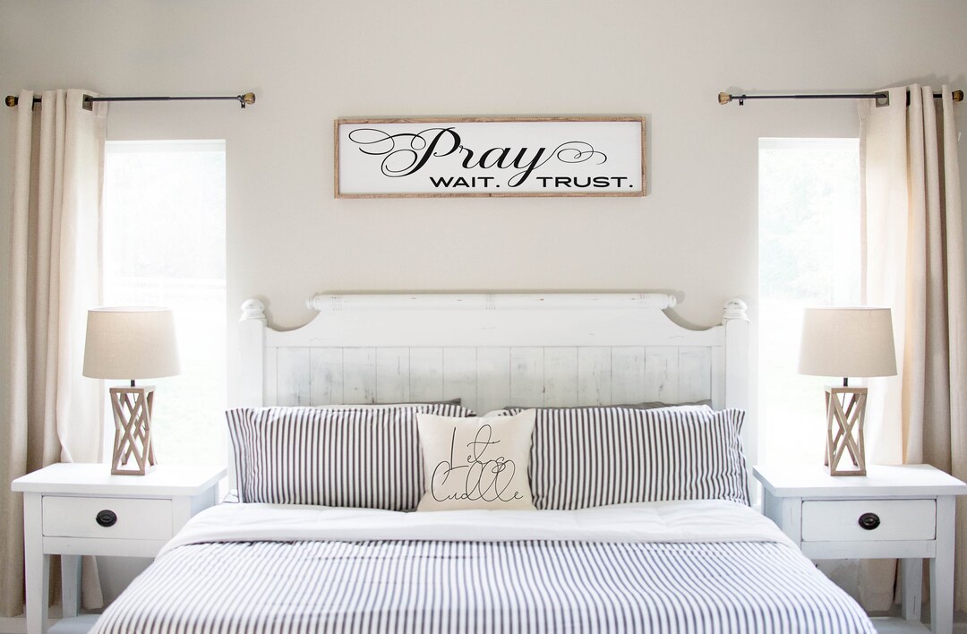 Pray Wait Trust Sign, Wood Pray Wall Decor, Pray Wall Sign, Pray Wood ...