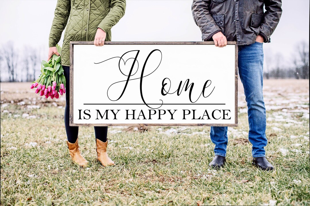 Home is My Happy Place Sign, Family Sign, Family Wall Decor, Wedding ...