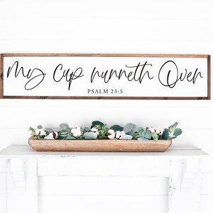 My Cup Runneth Over Sign, Wood Blessing Wall Decor, Blessing Wall Sign ...