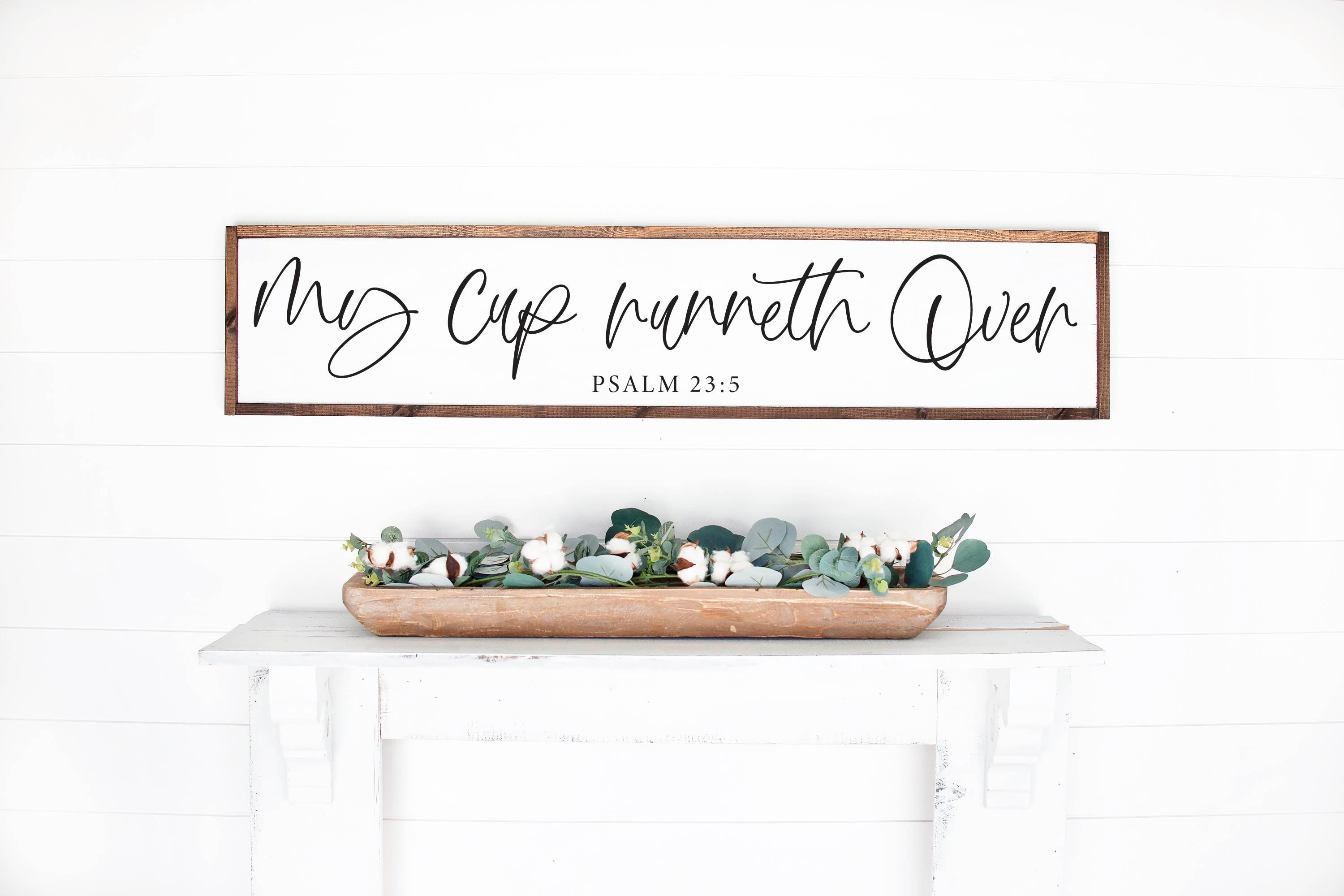 My Cup Runneth Over Sign, Wood Blessing Wall Decor, Blessing Wall Sign ...