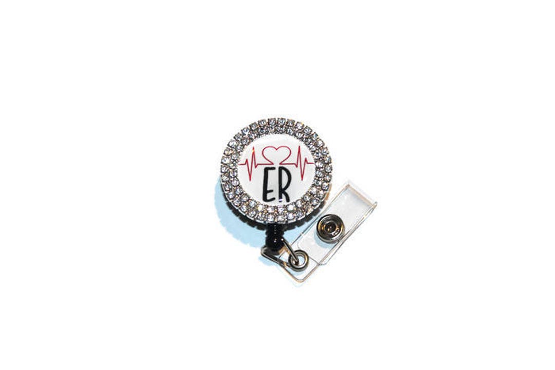 ER Retractable Rhinestone Badge Reel, Emergency Room RN, ER Doctor ...